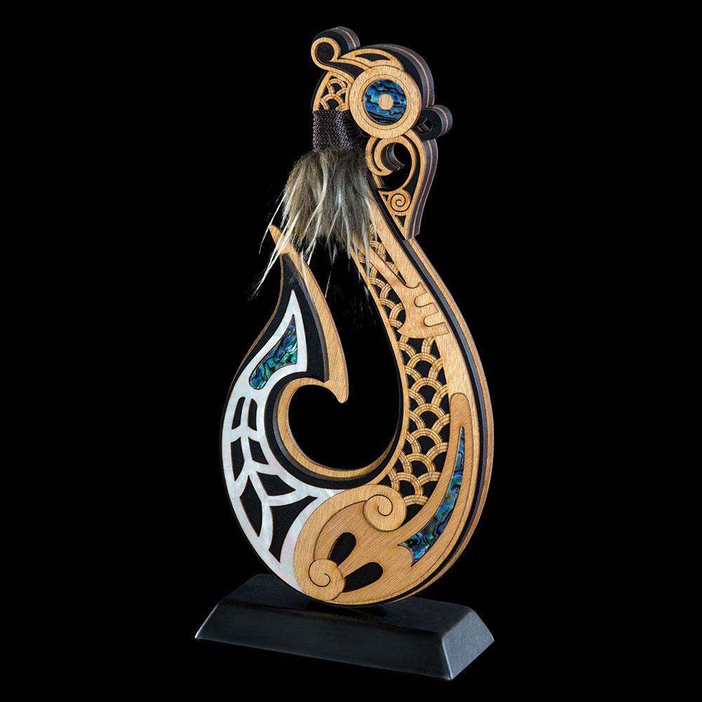 Sculpture - Large Wooden Matau – Contemporary Korowai Designs